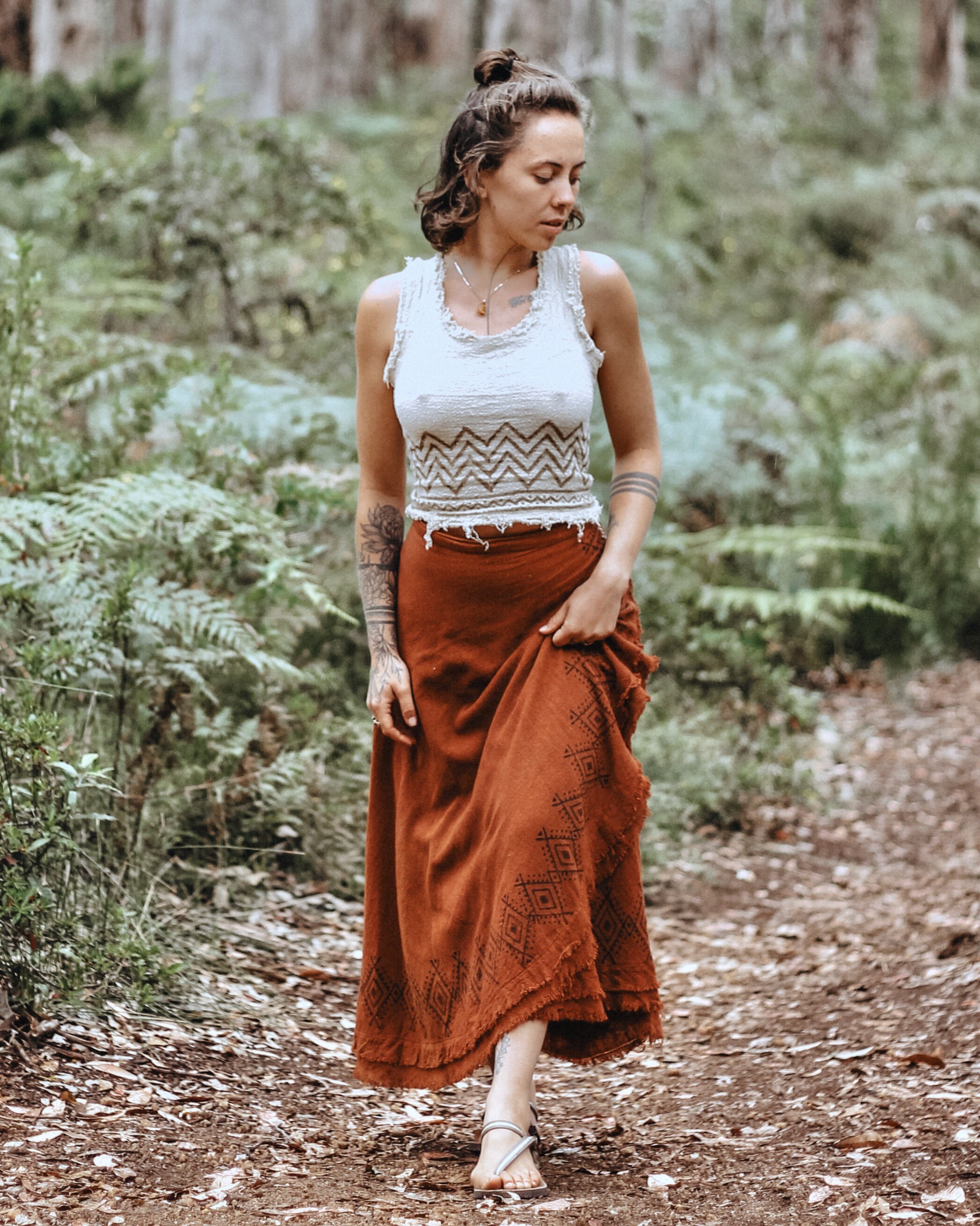 Cotton Maxi Wrap Skirt • Natural Earthy Clothing • Raw Cotton Block ...