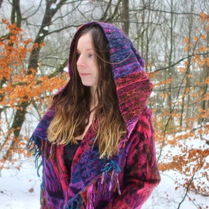 Pixie Hooded Blanket Cloak Unisex Paisley Cape Coat Warm Poncho Boho ...
