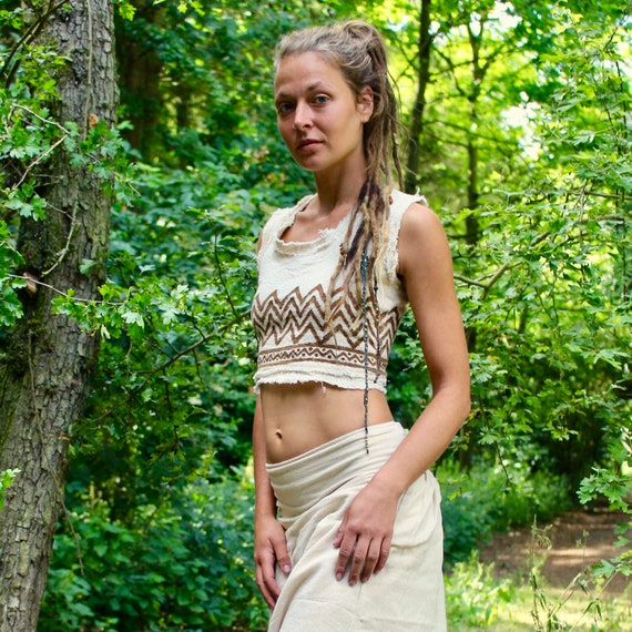 Raw Cotton Tribal Crop Top Block Print Crop Top White Lace | Etsy