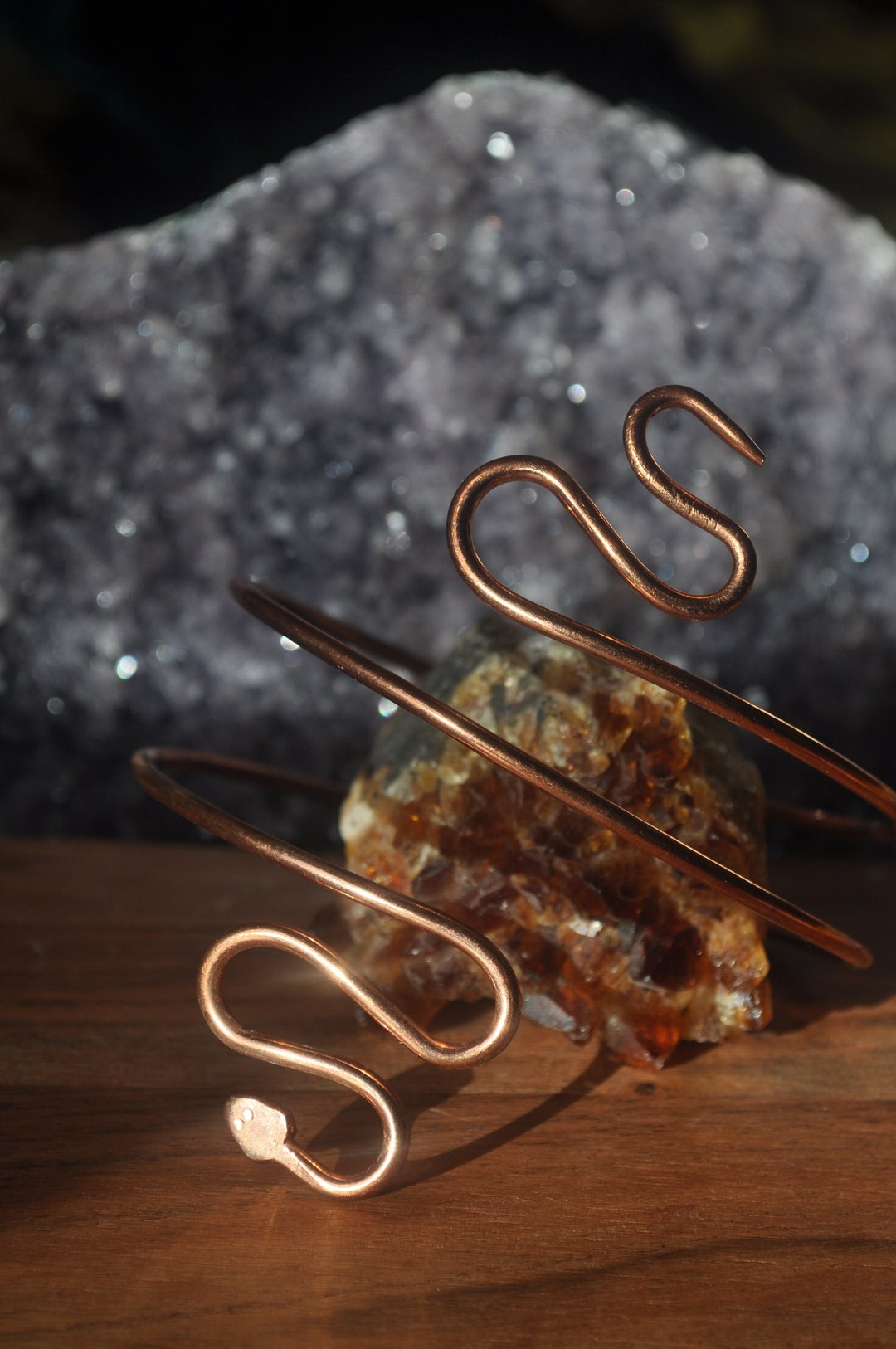 Copper Serpent Arm Cuff Snake Amulet Bangle Egyptian Isis - Etsy