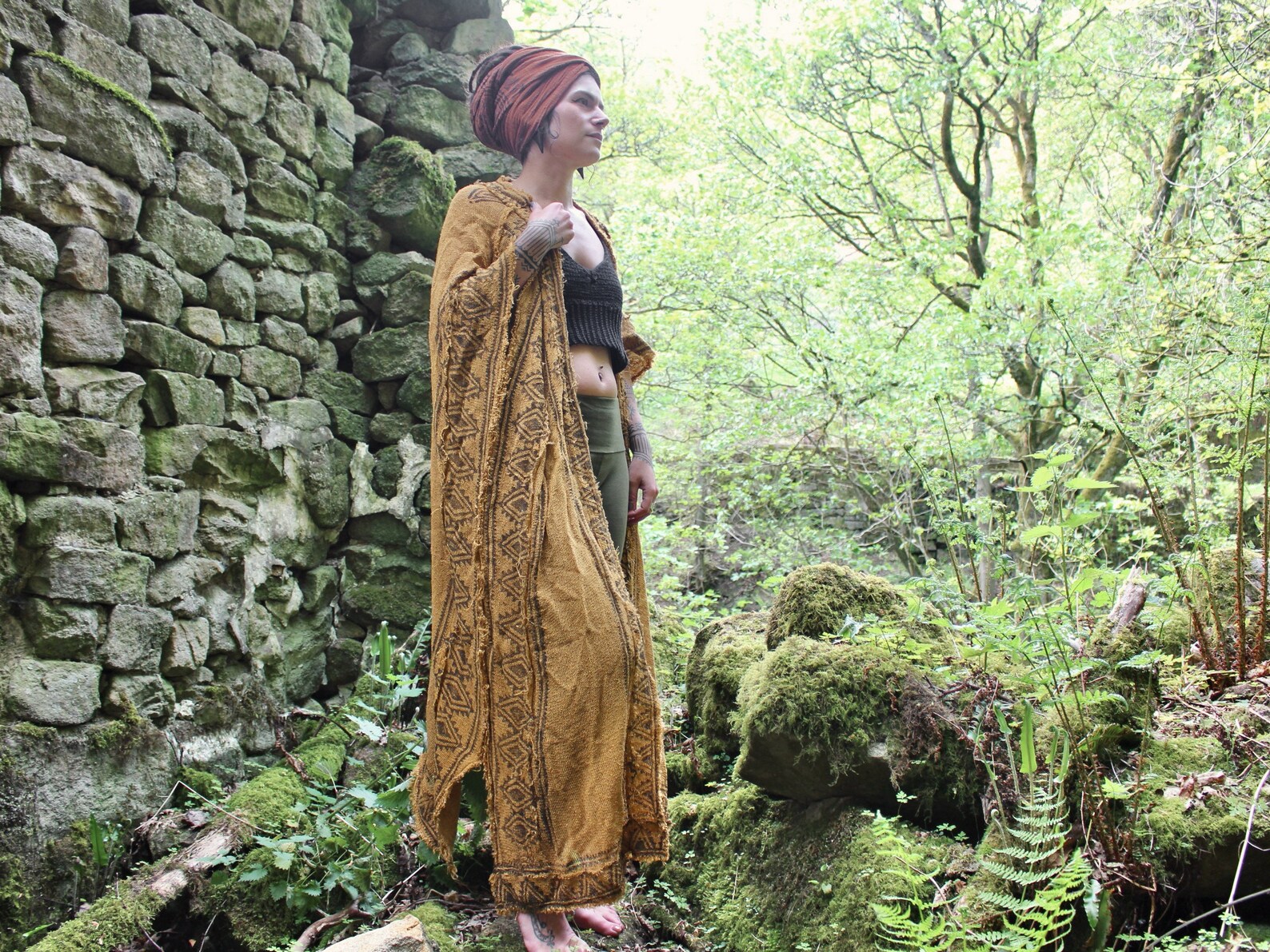 Raw Cotton Block Print Kimono · Earthy Tribal Robe · Shamanic Kali ...