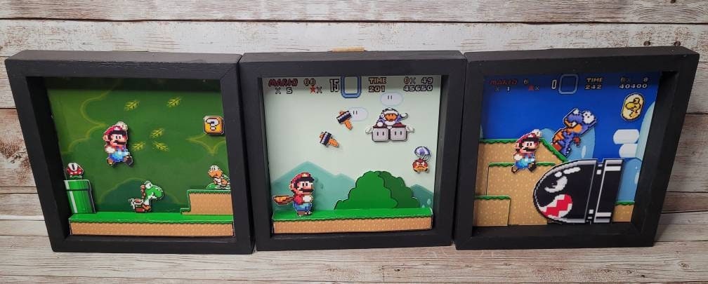 3 Super Mario World 3D Diorama Wall Desk Art - Etsy