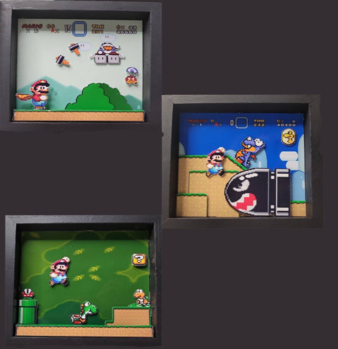 3 Super Mario World 3D Diorama Wall Desk Art - Etsy