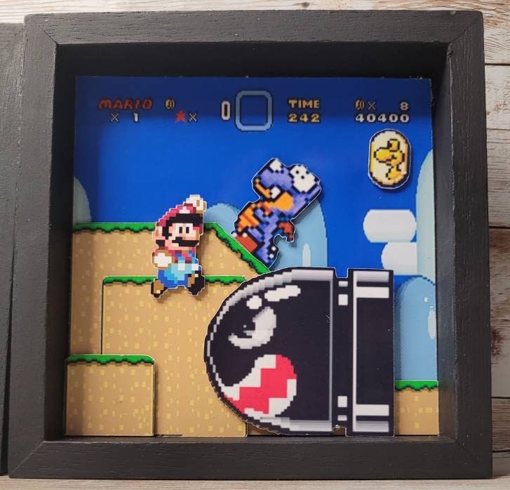 3 Super Mario World 3D Diorama Wall Desk Art - Etsy