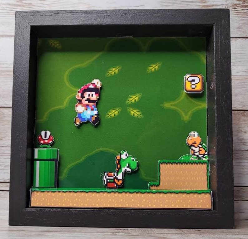 3 Super Mario World 3D Diorama Wall Desk Art - Etsy
