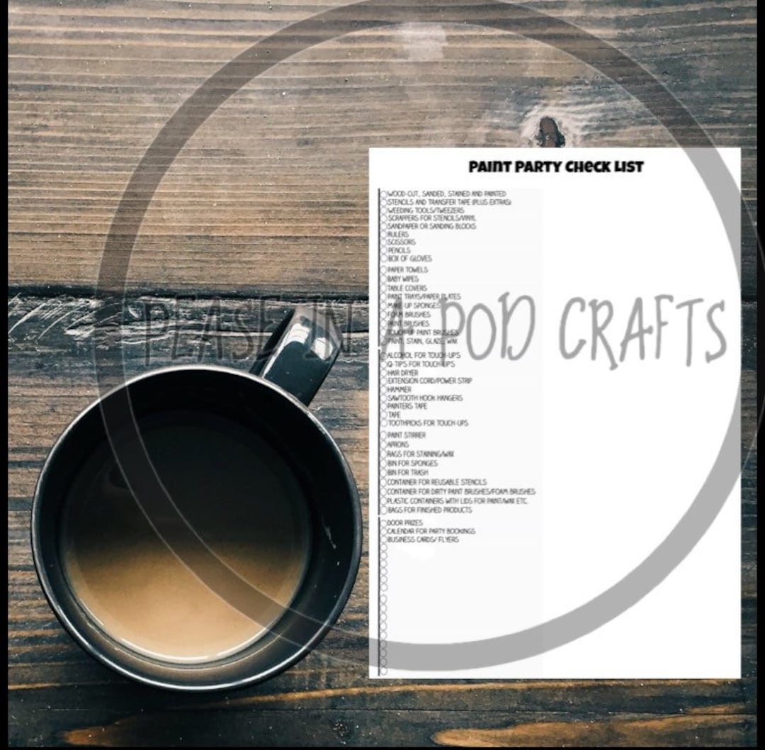 Paint Party Check List - Etsy