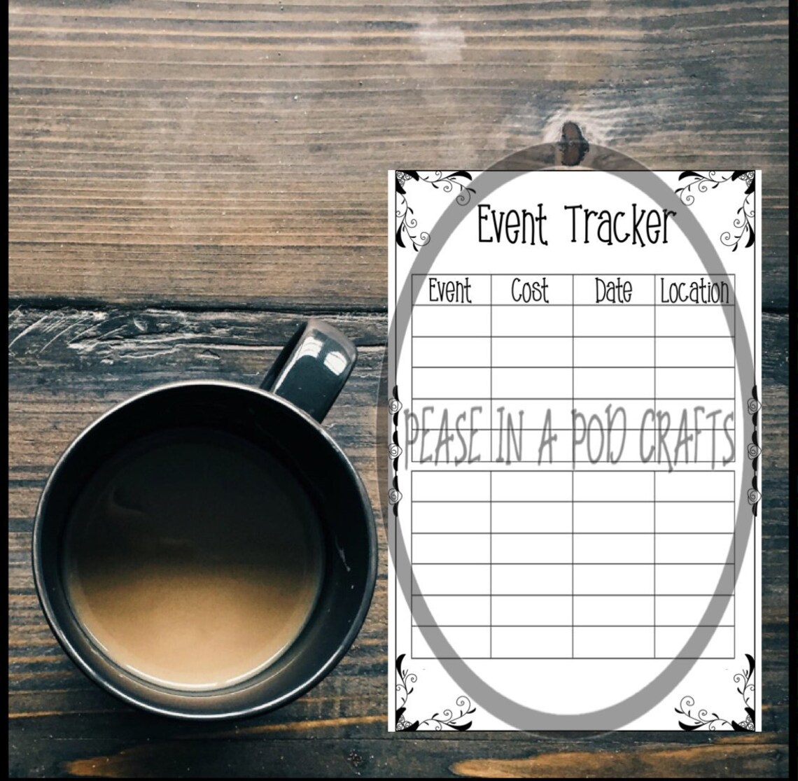 Event Tracker Instant Download - Etsy