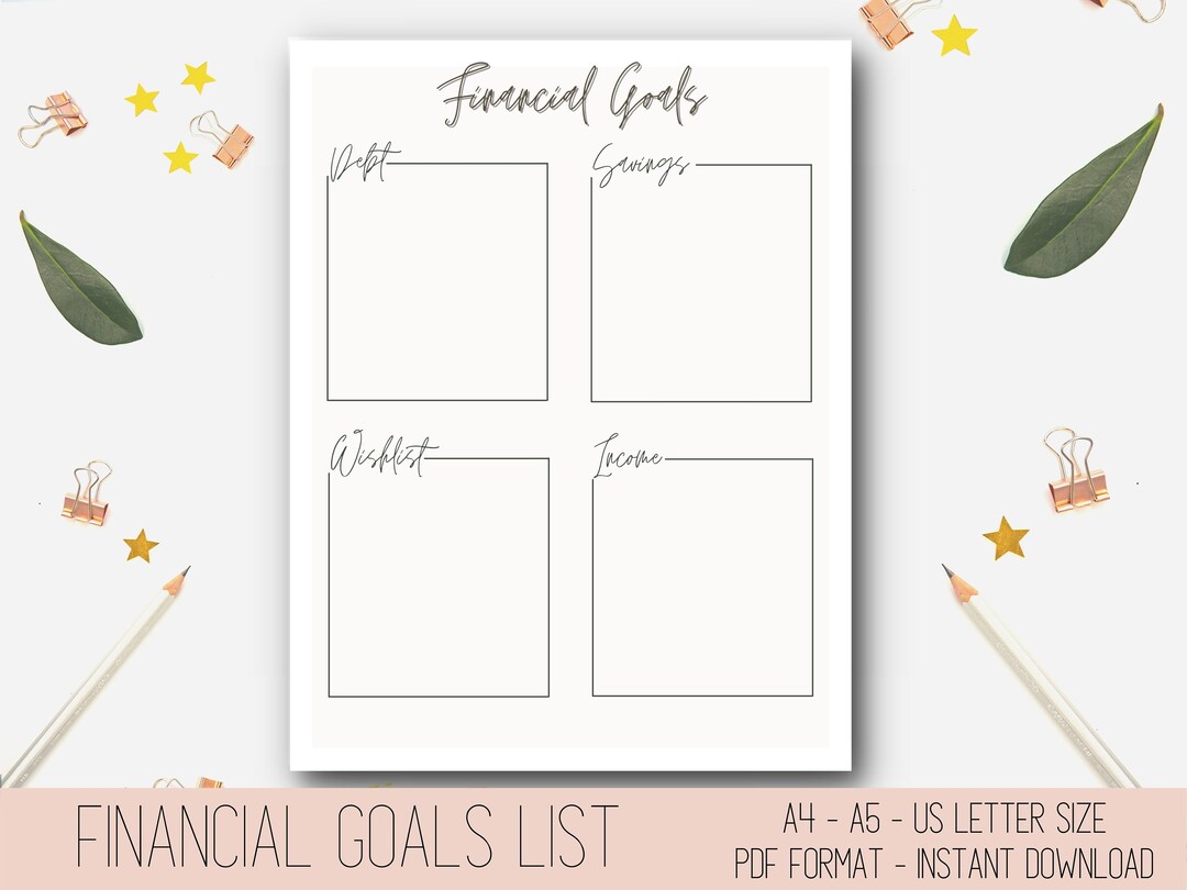 Financial Goals Printable, Printable Budget Planner, Budget Printable ...