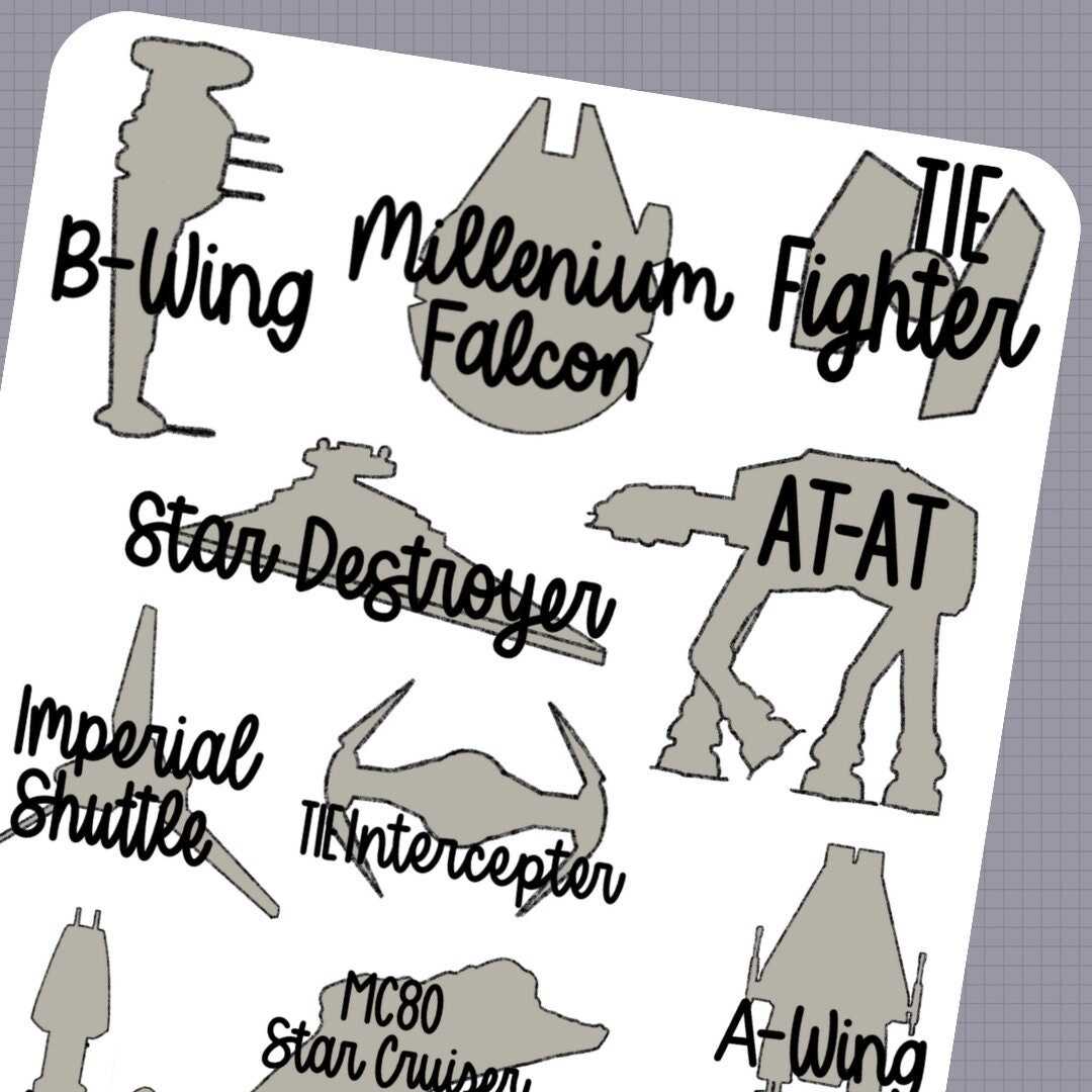 Star Wars Stickers - SPACESHIPS - Hand Drawn Hand Written Stickers ...