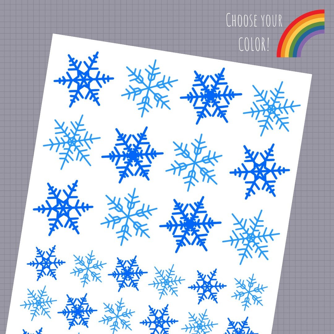 SNOWFLAKES Sticker Sheet - Choose Your Color - Hand Drawn Hand Written ...