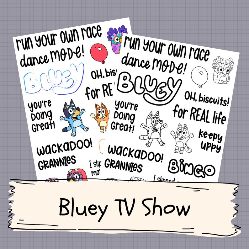 BLUEY Sayings and Characters Hand Drawn Hand Written - Etsy