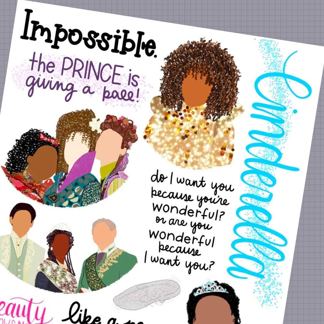 Cinderella Hand Drawn Hand Written Planner Stickers - Decor Sheet ...