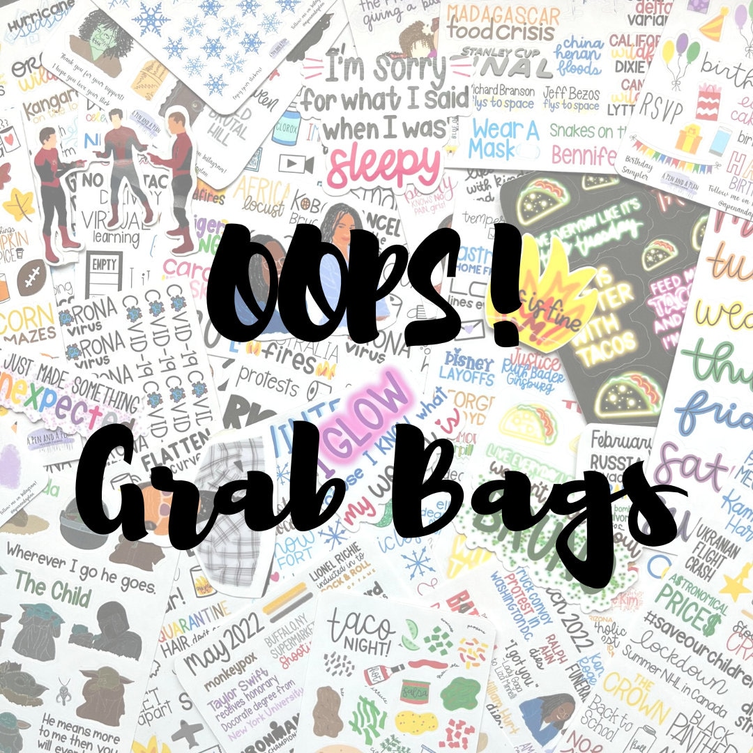 Oops GRAB BAGS - Mystery Sticker Sheets - Imperfect Stickers - Old and ...
