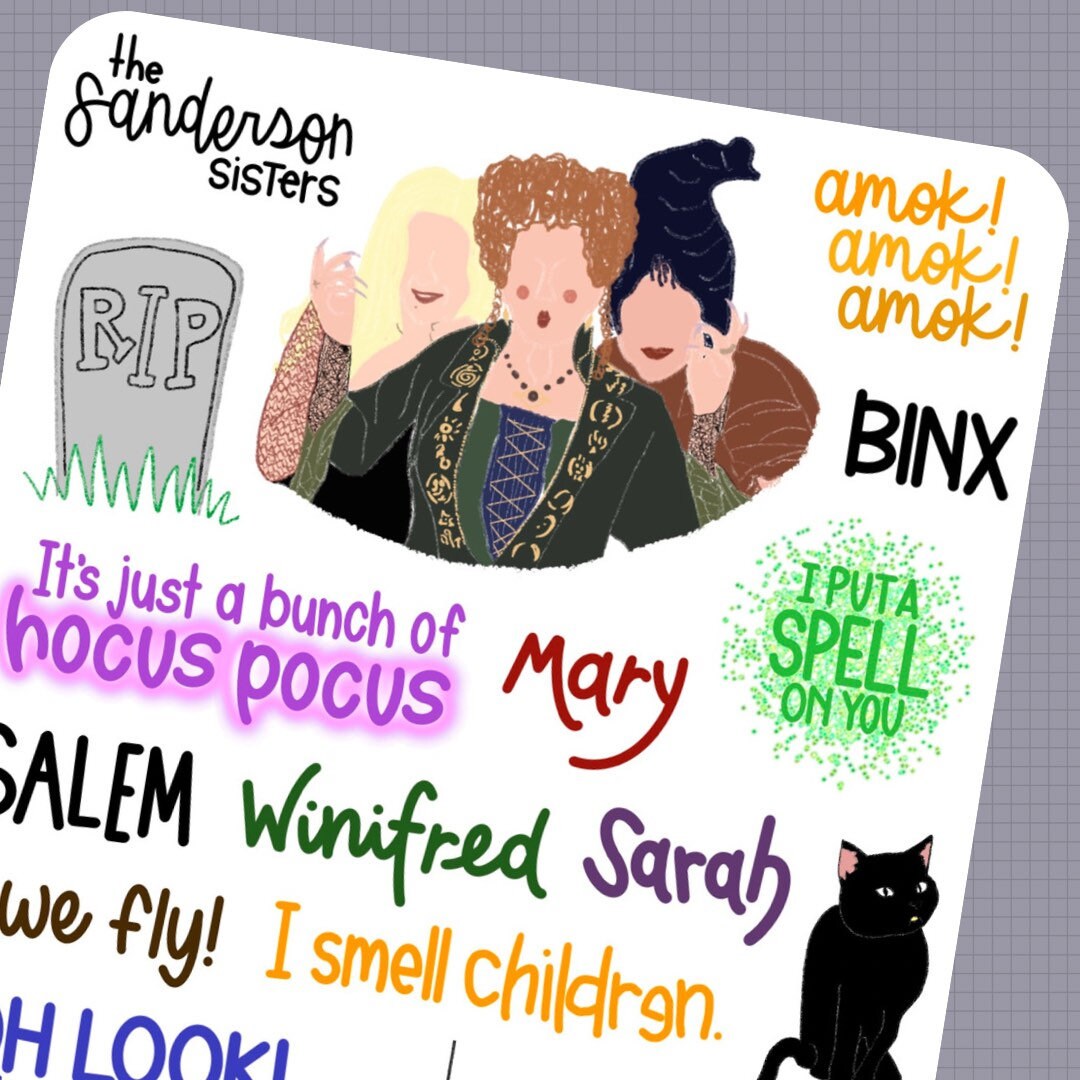 Hocus Pocus Hand Drawn Hand Written Planner Stickers Decor Sheet ...