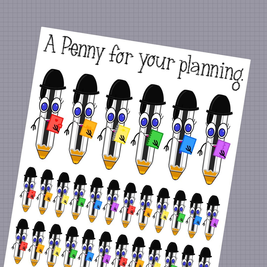 A Penny for Your Planning - PENNY Character Sticker Sheet - Hand Drawn ...