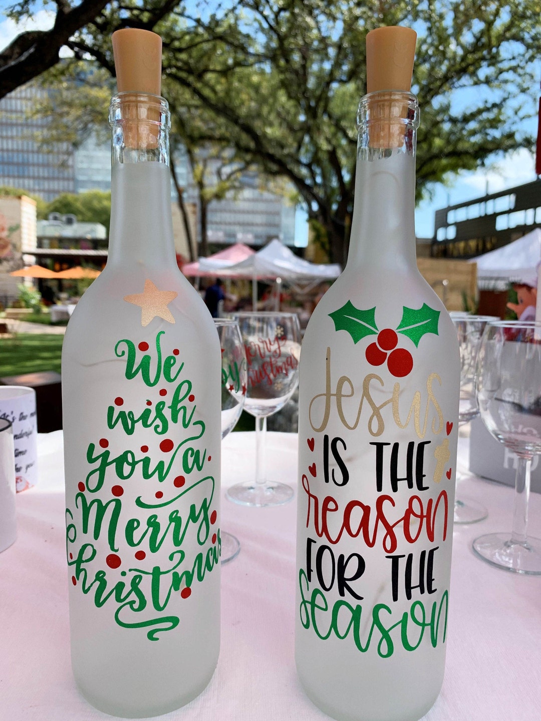 Christmas Lighted Wine Bottle, Christmas Decorations, Christmas Gift - Etsy