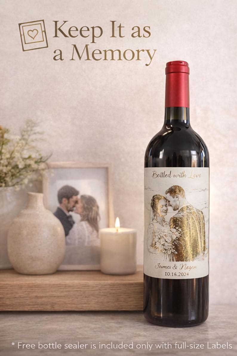 Personalized Foil Wine Label, Custom Photo Champagne Sticker, Wedding ...