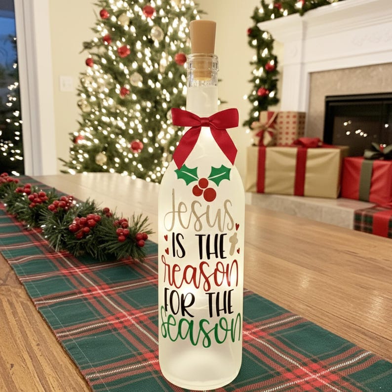 Lighted Christmas Wine Bottle, Personalized Holiday Decor - Etsy