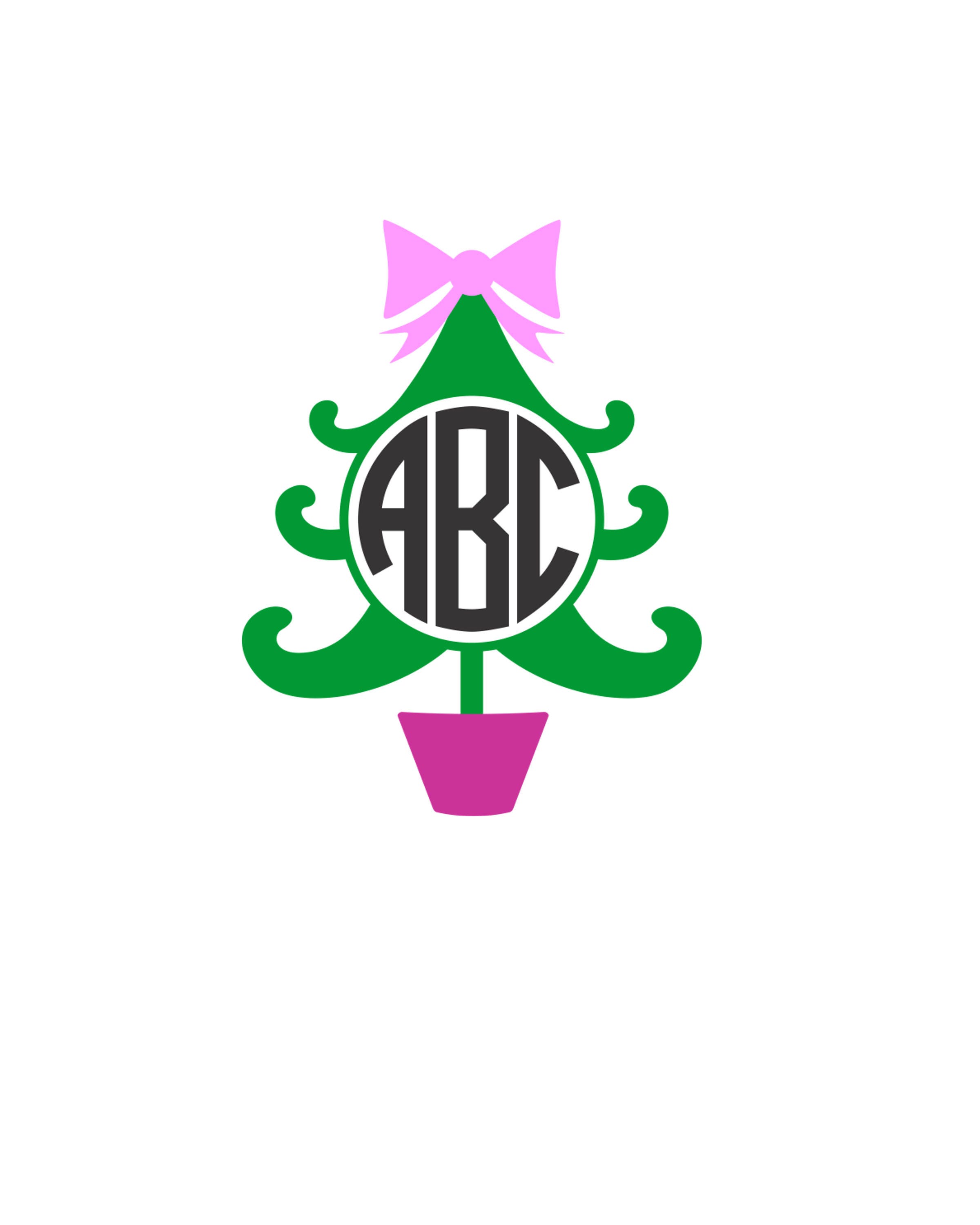 Christmas Tree Monogram. Vector Cuttable Files. circle Font - Etsy