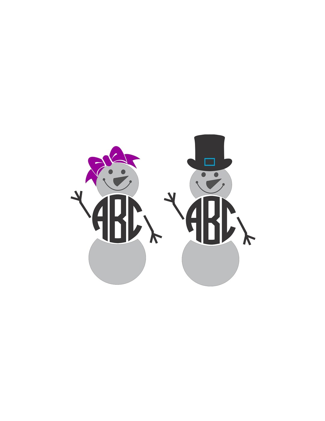 Snowman and Woman (vector Cuttable Files) Monogram NOT Included Svg Dxf ...