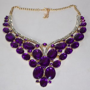 Purple Rhinestone Necklace Set, Statement Necklace,bridal Necklace ...