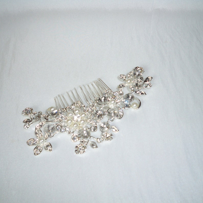Rhinestone pearl hair comb bridal comb rhinestone hairpiece | Etsy
