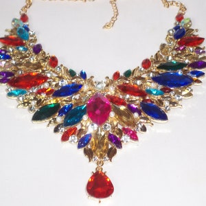 Multi Color Rhinestone Necklace, Necklace Set, Rhinestone Necklace Set ...
