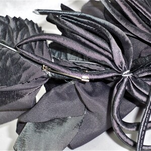 Large Satan Grey/black Flower Rose Flower Millinery Fabric Flower ...