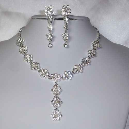 Rhinestone Necklace Set Bridal Jewelry Prom Necklace - Etsy