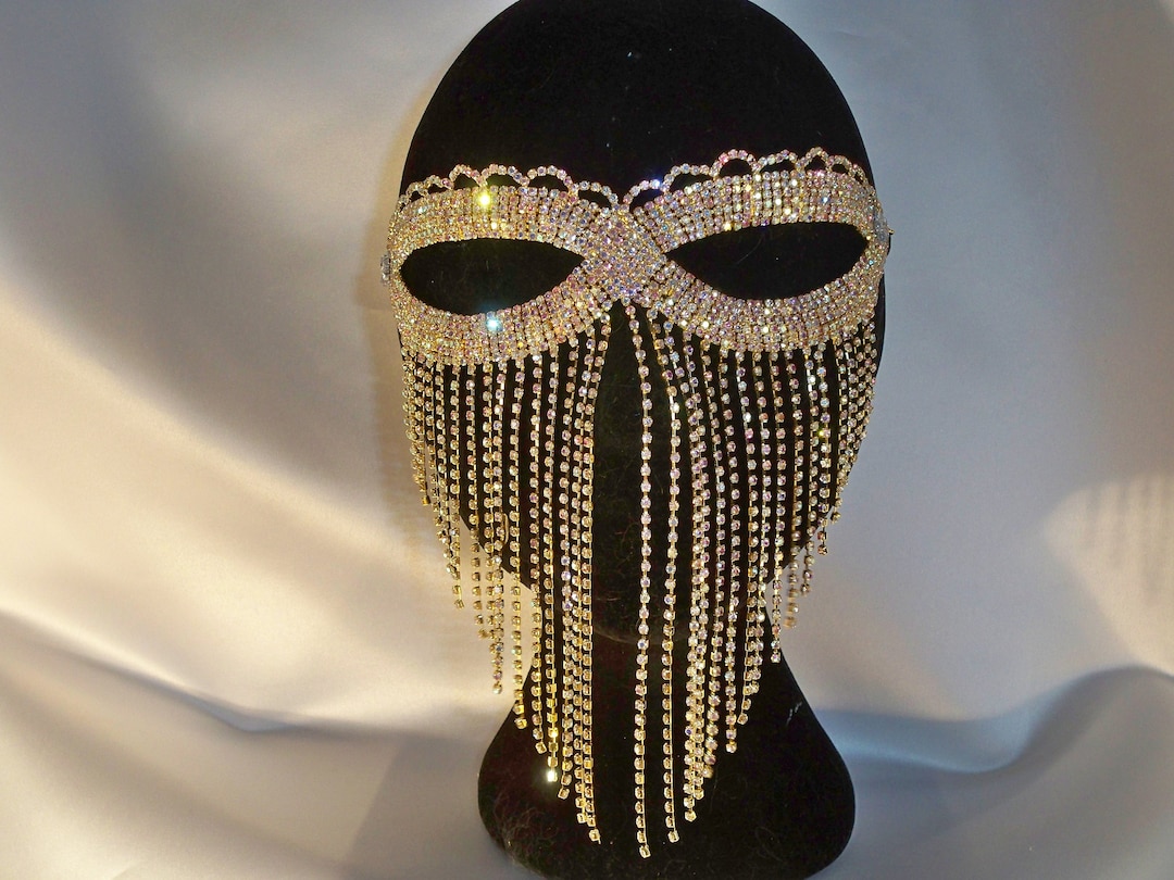 Harem Mask, AB Rhinestone Mask,dangle Mask, Mardi Gras Mask,costume ...