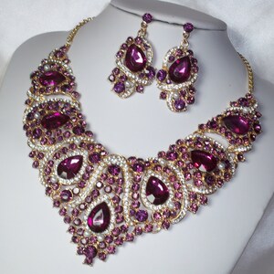 Purple Rhinestone Necklace Set,statement Necklace,bridal Necklace ...