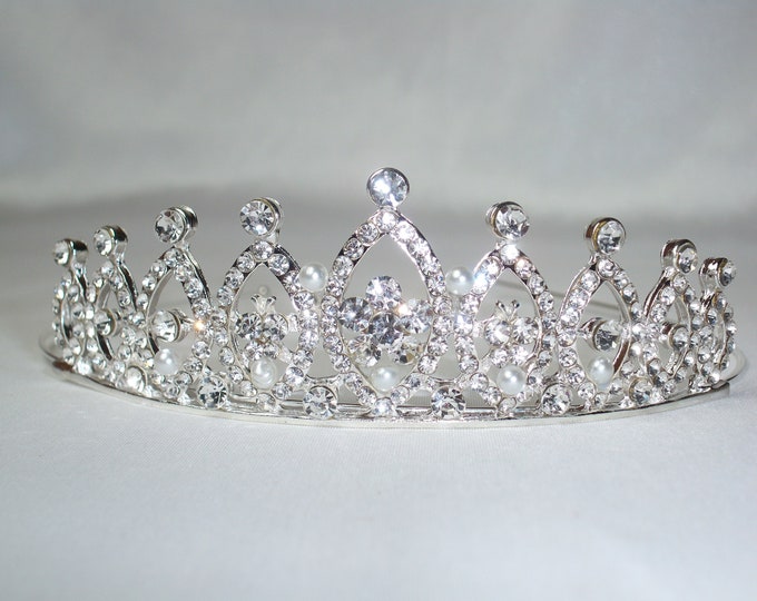 Rhinestone Pearl Bridal Tiara Birthday Tiara Party Tiara | Etsy