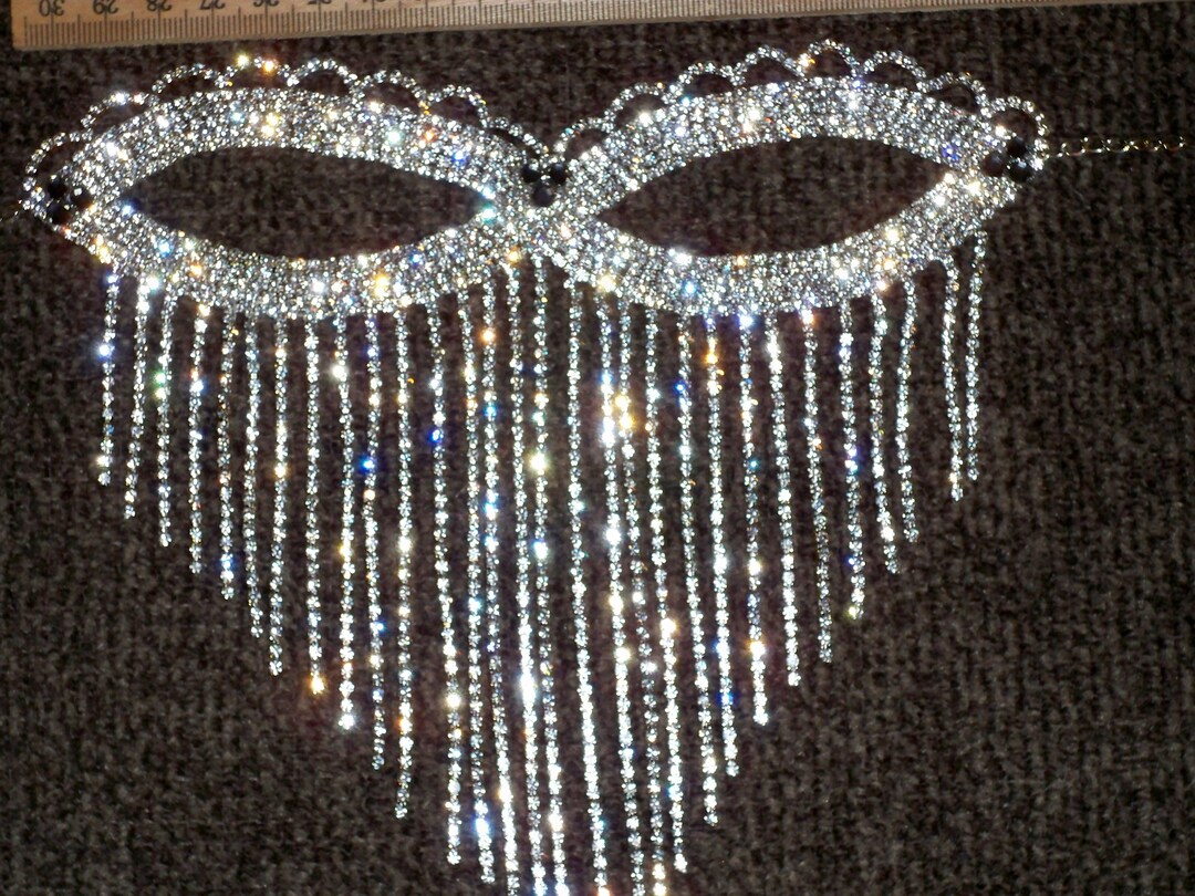 Harem Mask, Silver Rhinestone Mask, Dangle Mask, Mardi Gras Mask ...