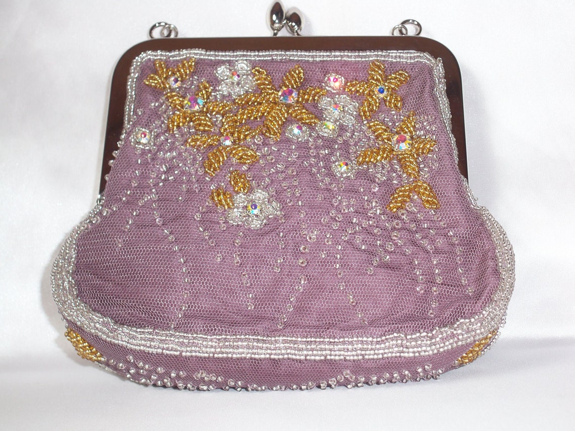 Purple Plum Beaded Rhinestone Evening Formal Wear Bag Purse - Etsy