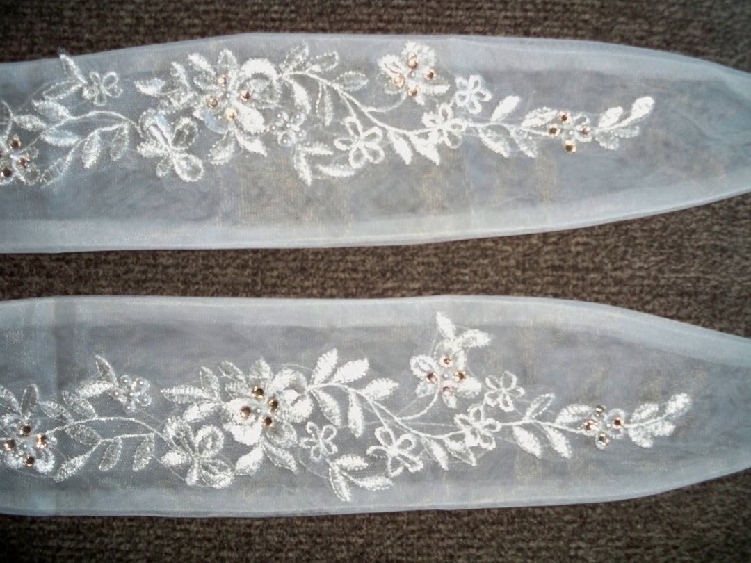 Lace White Rhinestone Bridal Wedding Dress Straps Detachable Lace ...