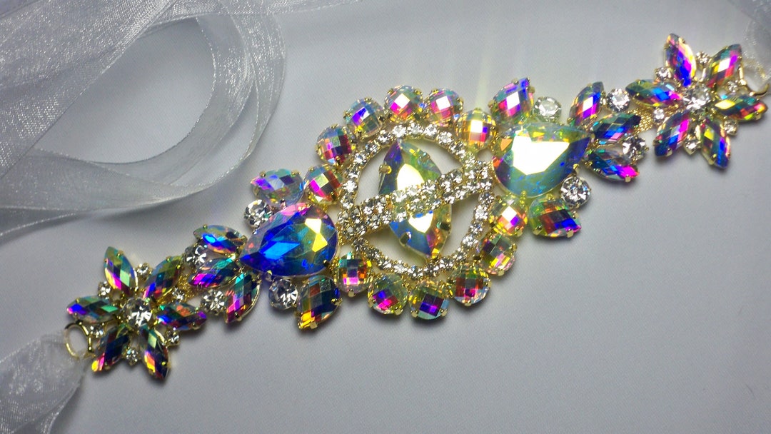 Rhinestone Belt, AB Rhinestone Sash, Bridal Belt,wedding Jewelry, Drag ...