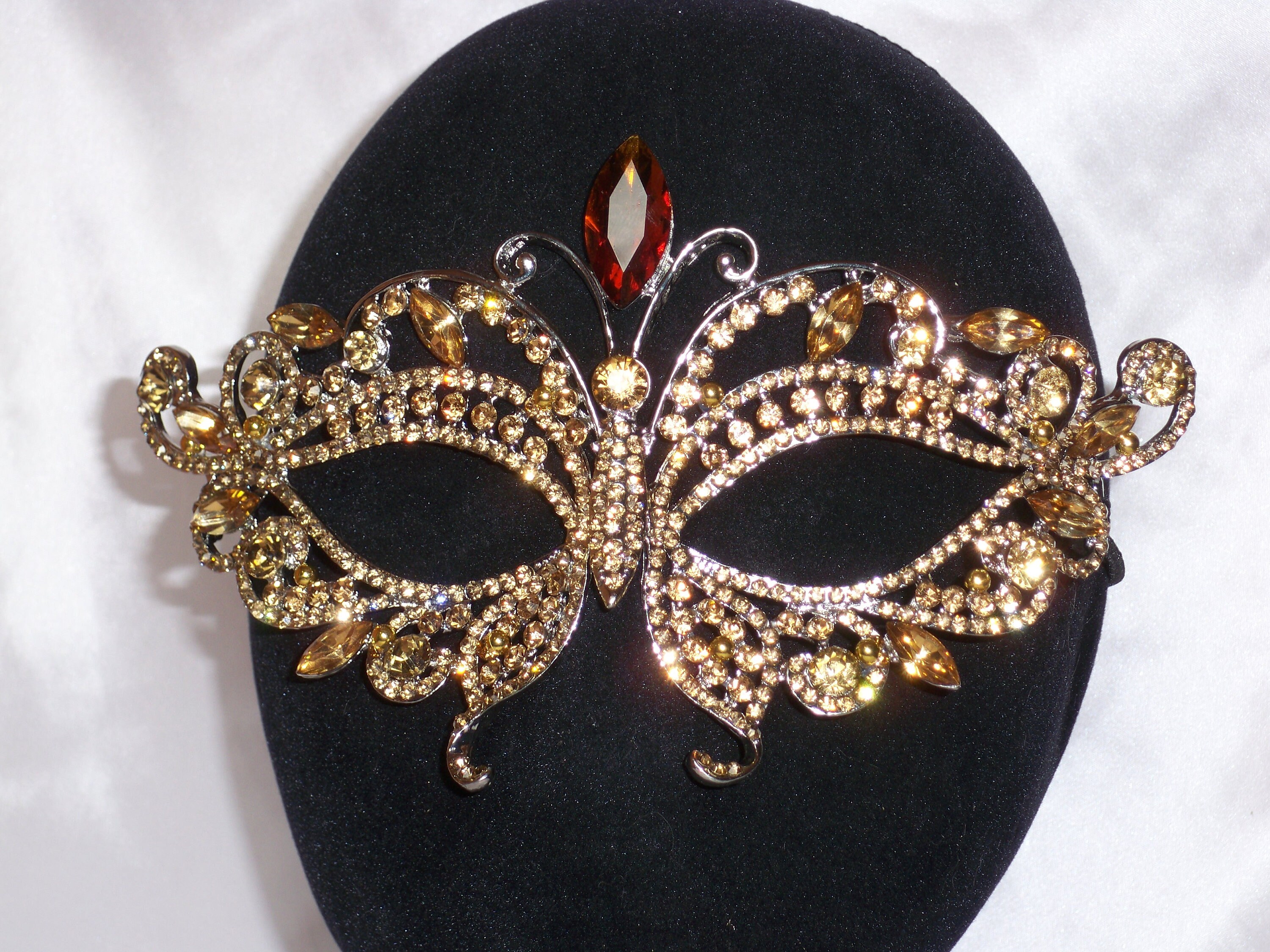 Gold Rhinestone Mask Topaz Rhinestone Mask Mardi Gras Mask - Etsy