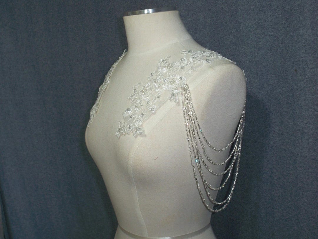 Detachable Straps White Wedding Dress Straps Shoulder Jewelry Crystal ...