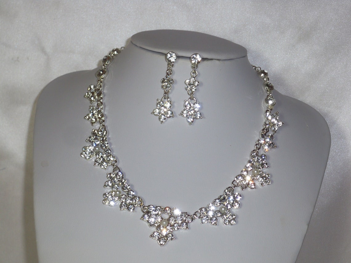 Rhinestone Necklace Set Bridal Jewelry Prom Necklace - Etsy