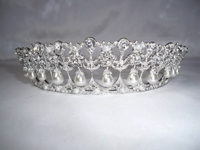 Rhinestone Pearl Tiara Crown Bridal Tiara Prom Tiara | Etsy