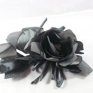 Large Satan Grey/black Flower Rose Flower Millinery Fabric Flower ...