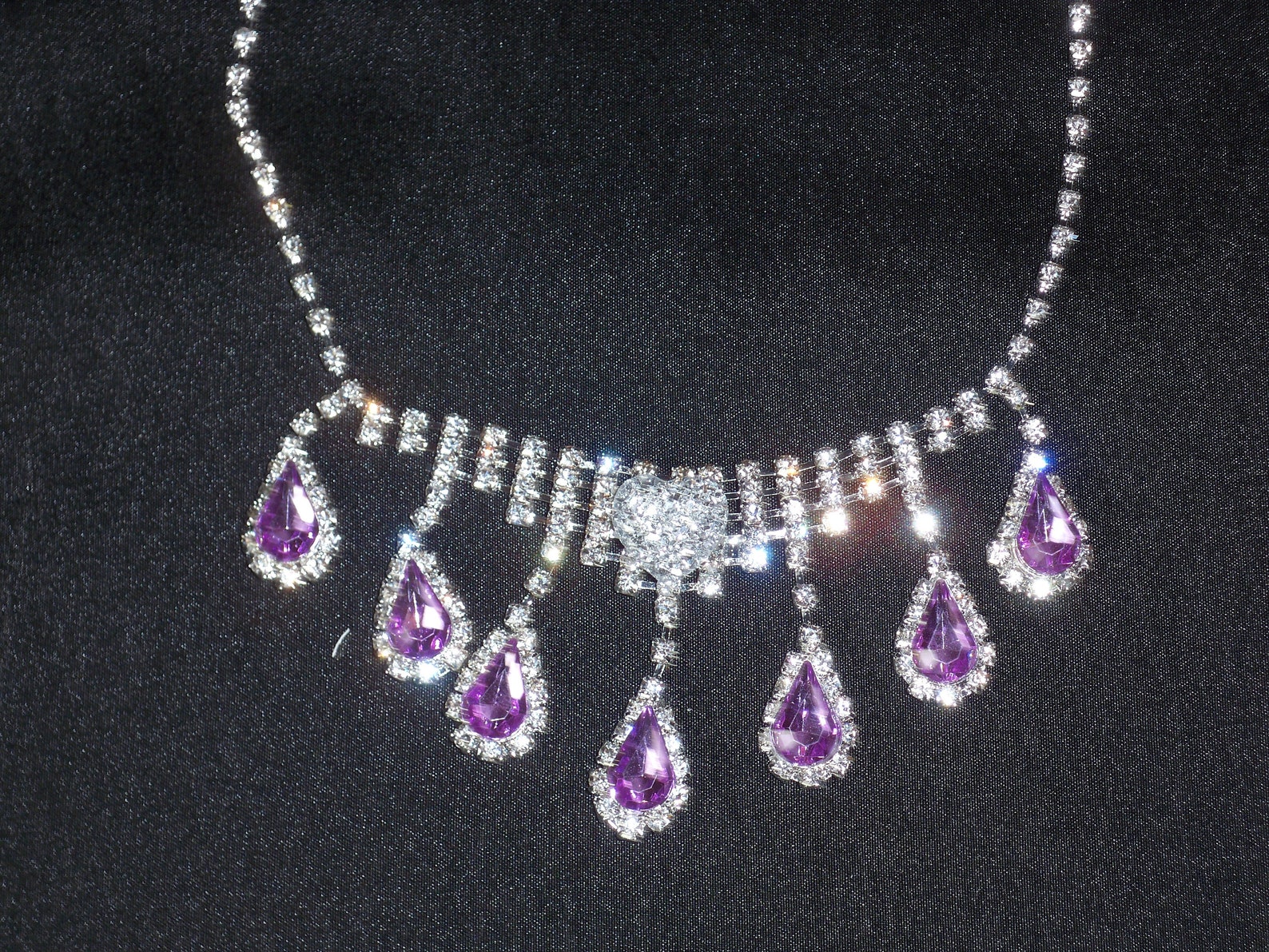 Purple Rhinestone Necklace Set Purple Necklace Earrings Set - Etsy