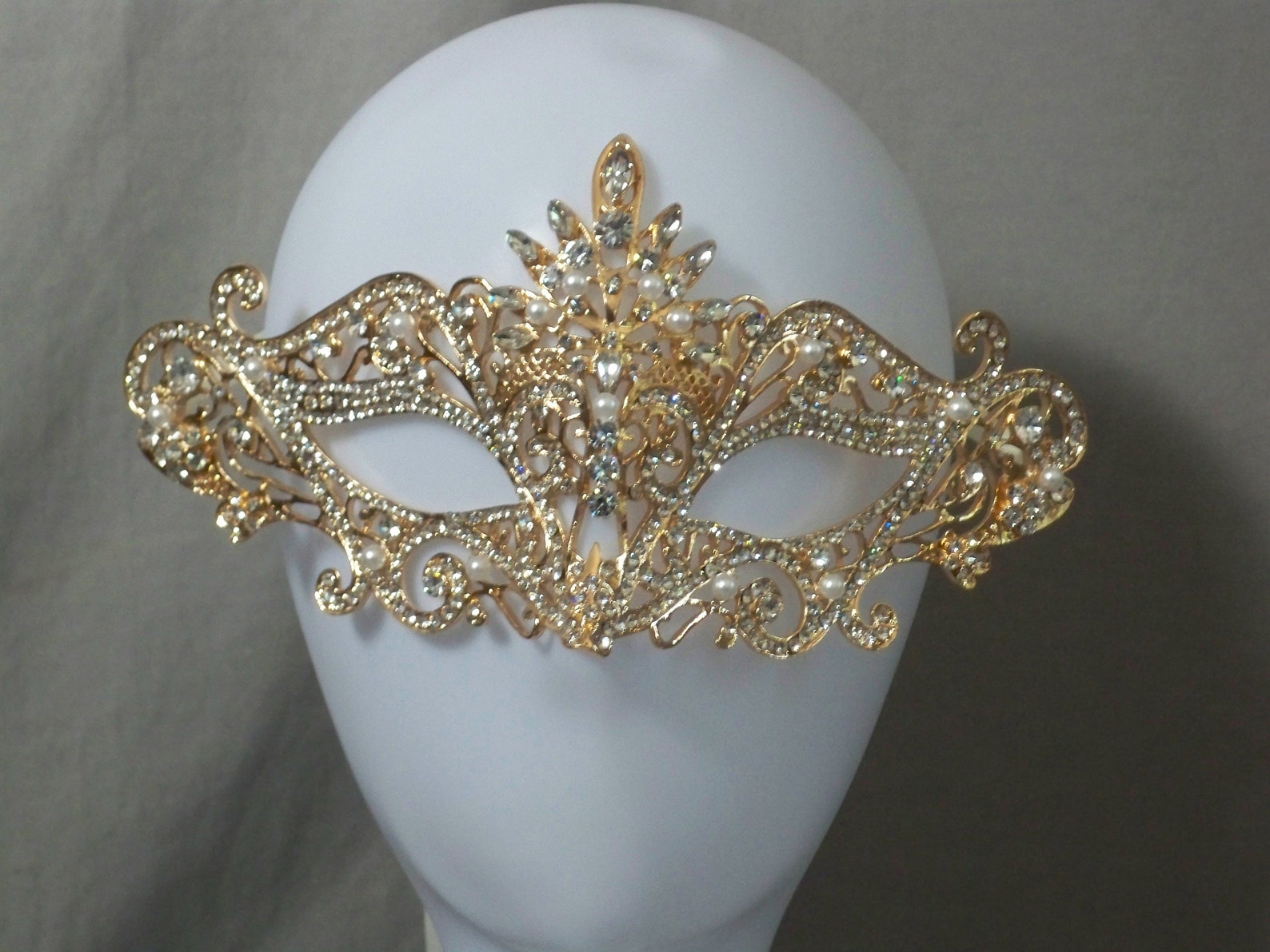 Rose Gold Rhinestone Mask, Crystal Mask, Bridal Mask, Wedding Mask ...