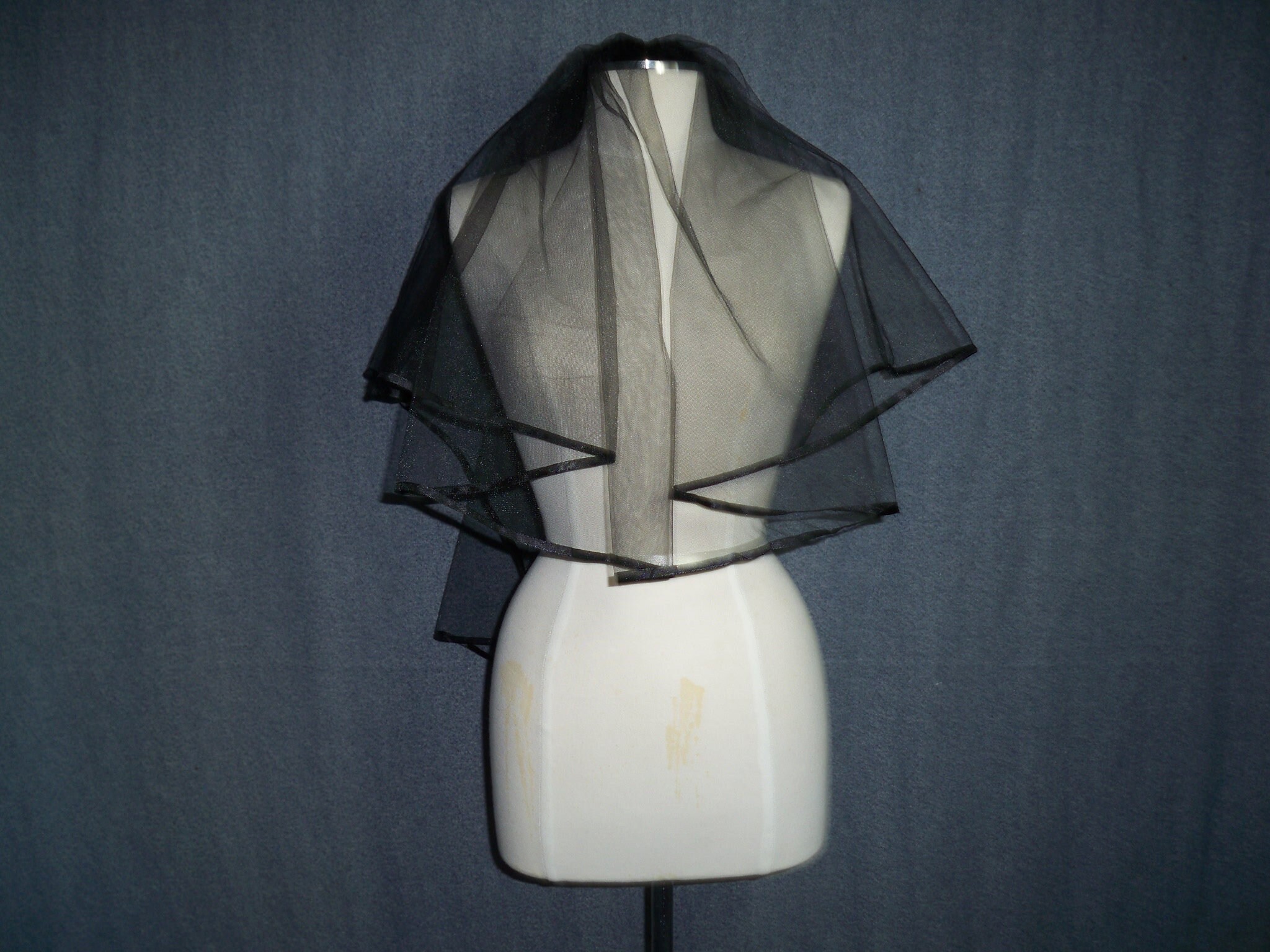 2 Tier Black Veil Goth Veil Gothic Wedding Veil Mourning - Etsy