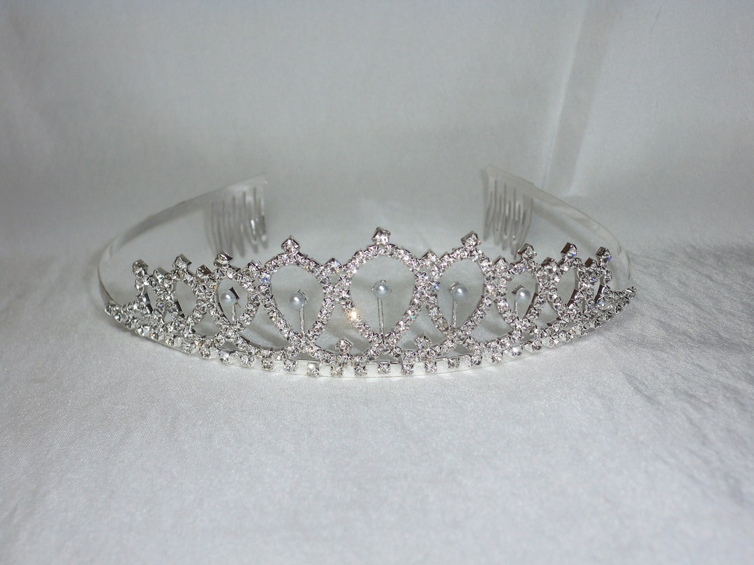 Rhinestone Pearl Tiara, Bridal Tiara, Prom Tiara, Quenceanera Tiara ...