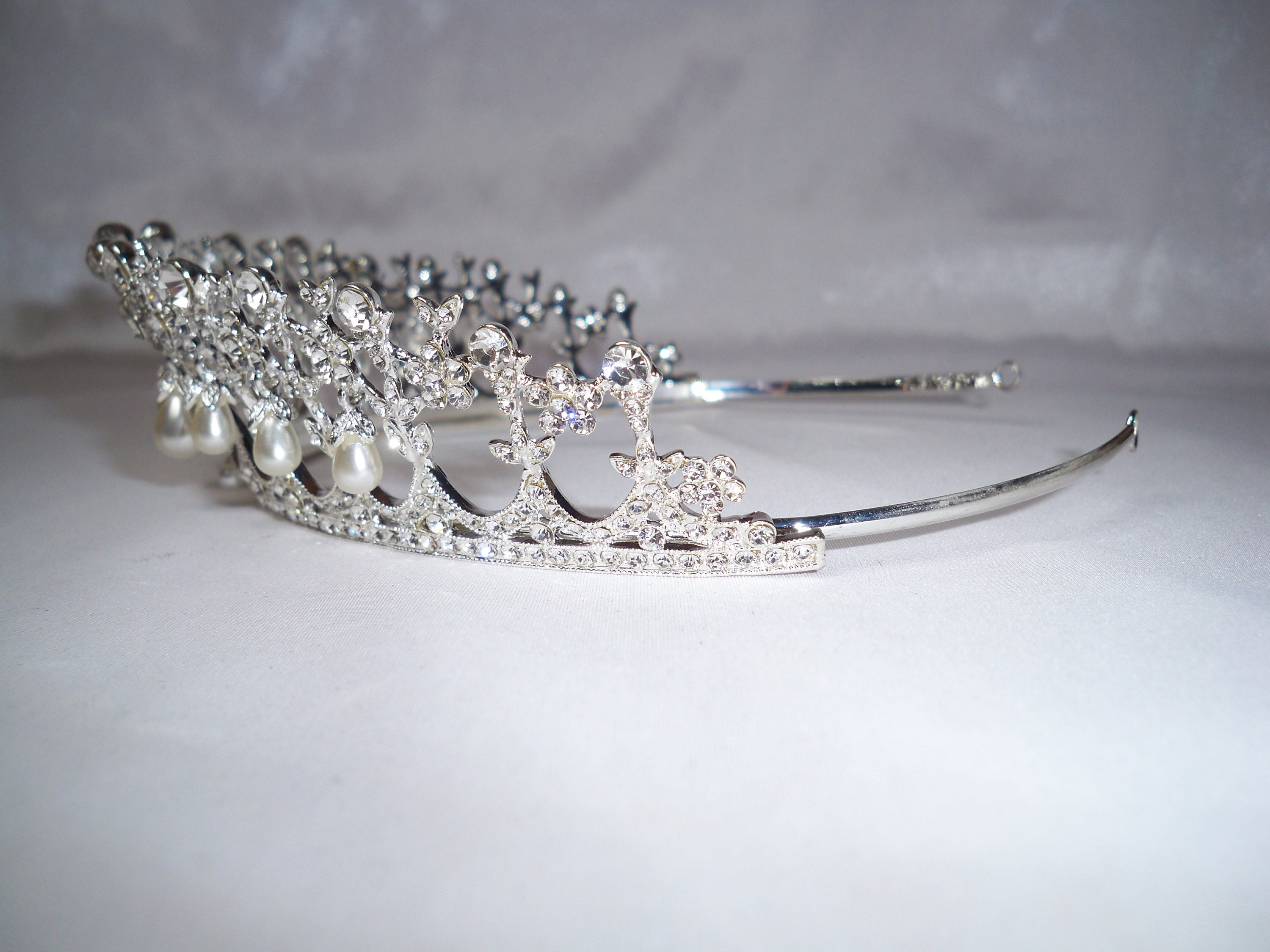 Rhinestone Pearl Tiara Crown Bridal Tiara Prom Tiara | Etsy