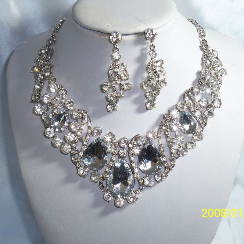 Rhinestone Necklace - Etsy