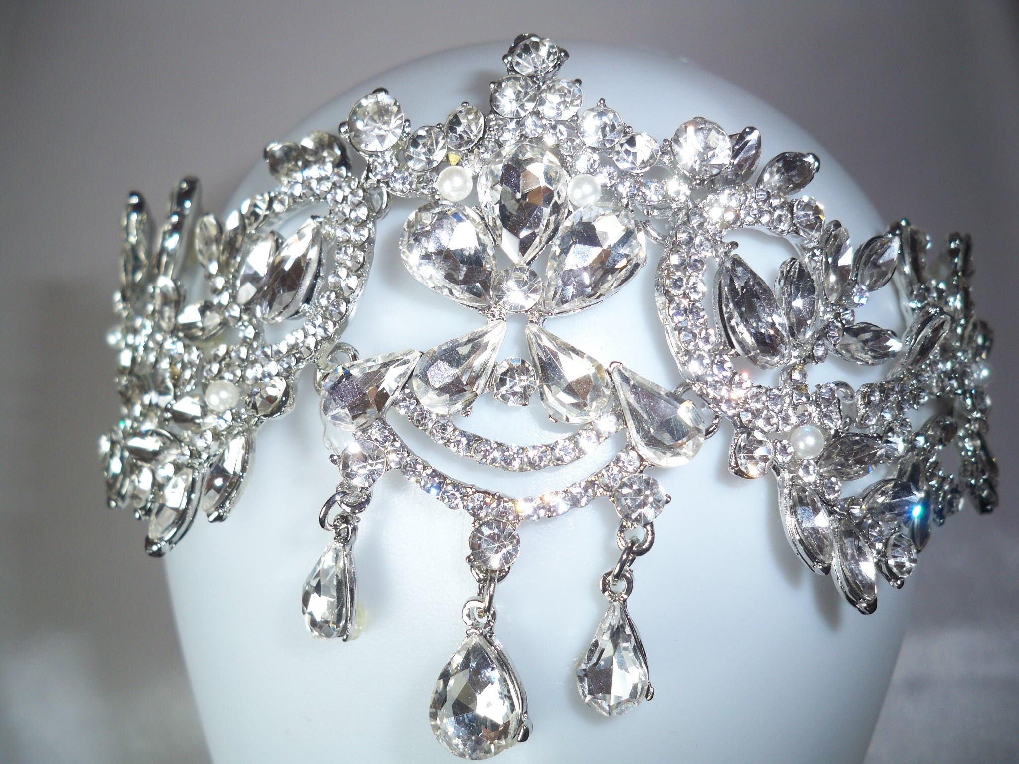 Sliver Rhinestone Flapper Great Gatsby Headband Wedding | Etsy