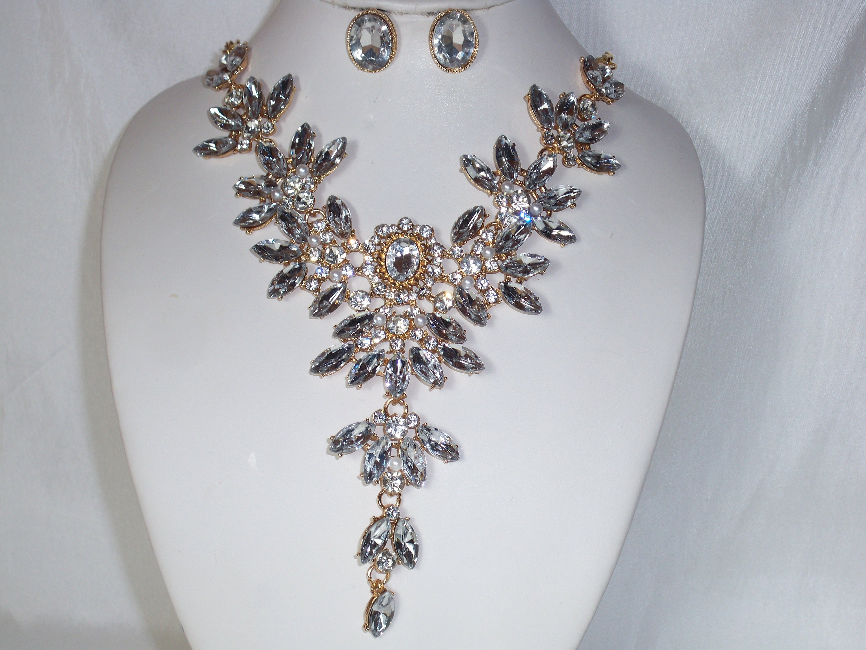 Statement necklace bridal necklace prom necklace | Etsy