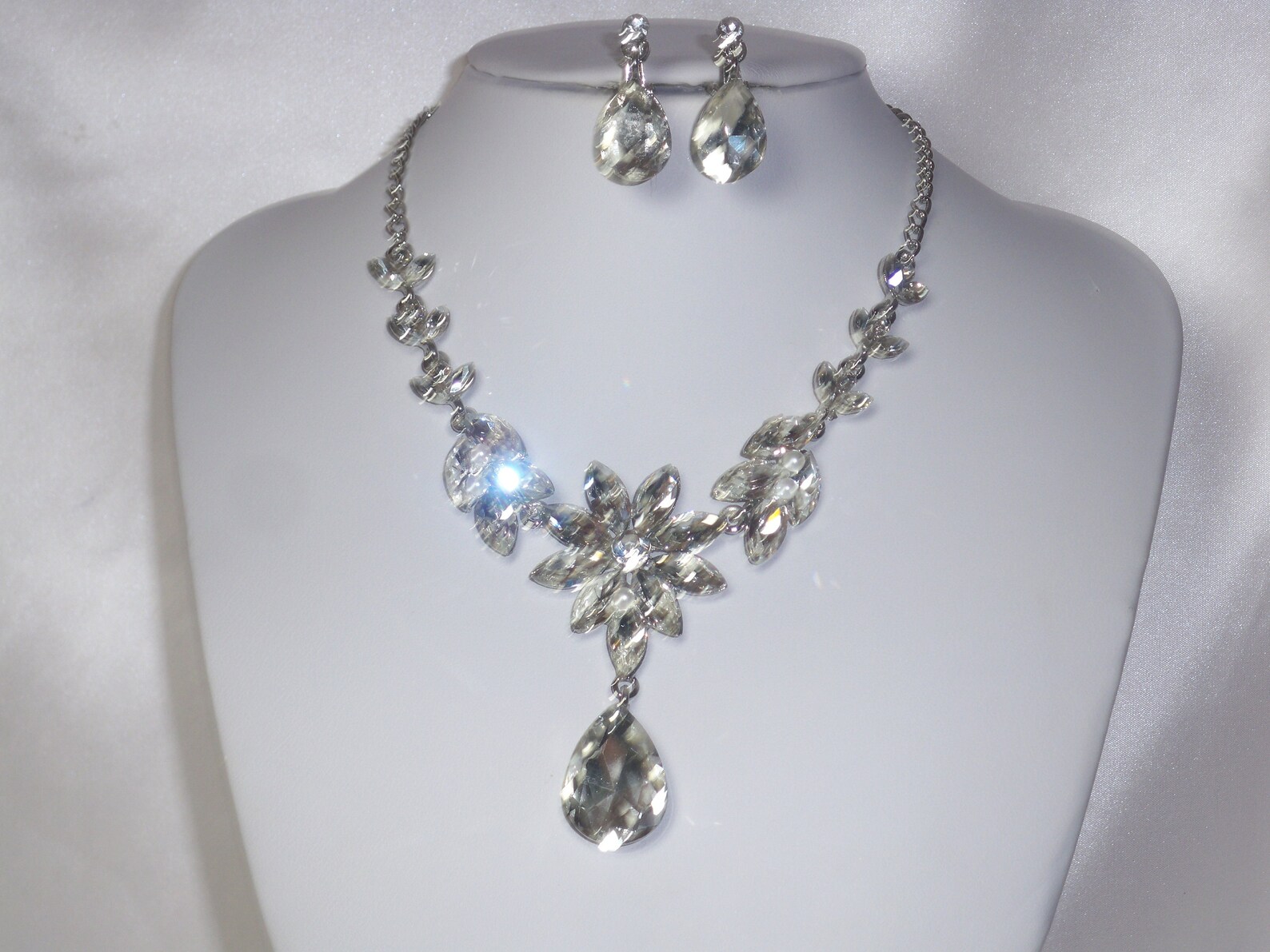 Rhinestone Necklace Set Statement Necklace Bridal Necklace - Etsy